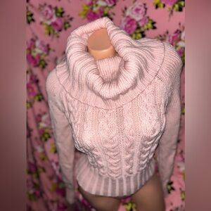 bebe | Sweaters | Bebe Pink Merino Wool Cable Chunky Playboy Bunny ...